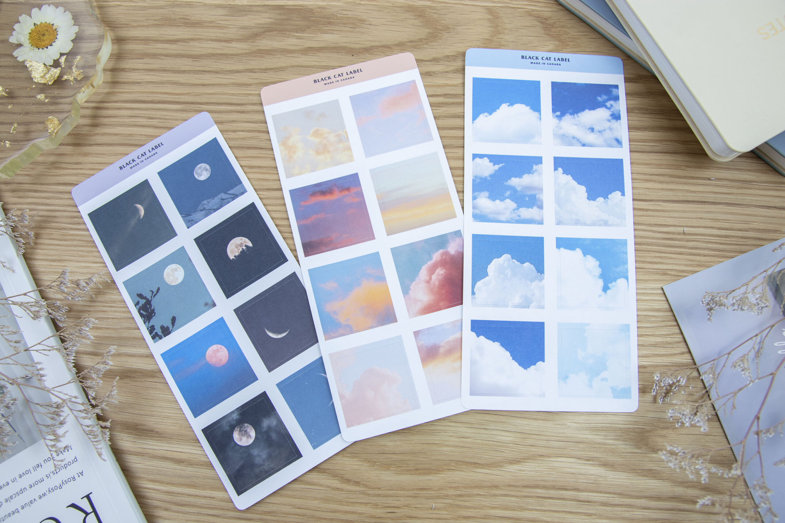 Square Sky Cloud Stickers | Sticker Sheet - Black Cat Label